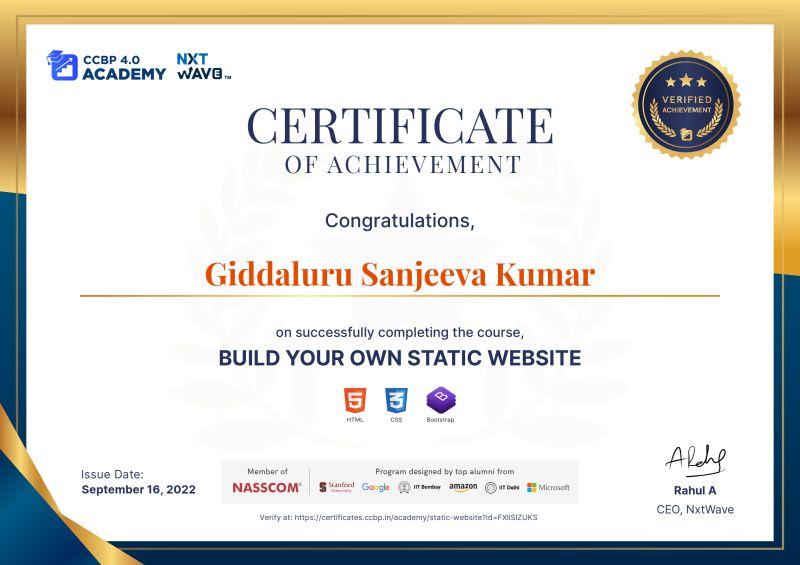 Sanjeeva Kumar on LinkedIn: #nxtwave #ccbp #ccbpian #ccbpacademy # ... Sanjeeva Kumar on LinkedIn: #nxtwave #ccbp #ccbpian #ccbpacademy # ...