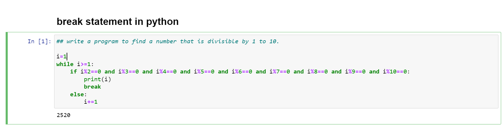 Break statement in python Break statement in python
