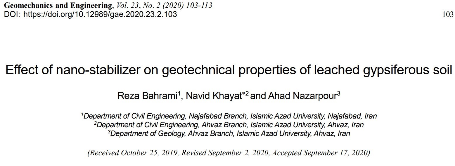 The paper about the effect of nano-stabilizer on geotechnical ... The paper about the effect of nano-stabilizer on geotechnical ...