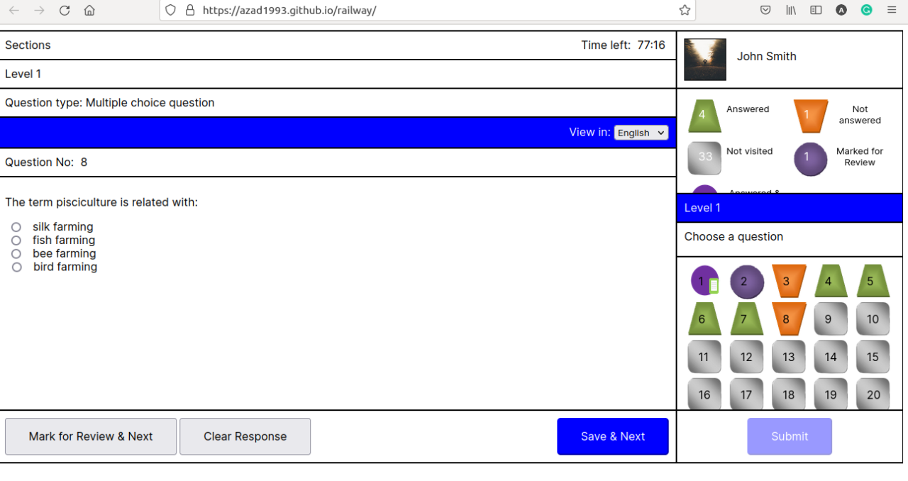 Quiz test App. Created in 1 week. No responsive for now :) Pure Javascript. Quiz test App. Created in 1 week. No responsive for now :) Pure Javascript.