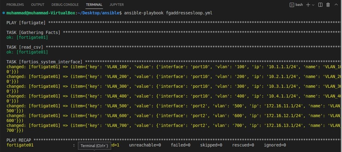 Configuring Fortigate Firewall Interfaces from a CSV file using Ansible Configuring Fortigate Firewall Interfaces from a CSV file using Ansible