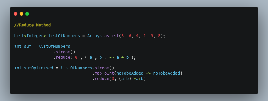 Reduce Method in Java Reduce Method in Java