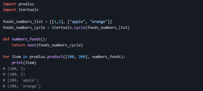 Cartesian product from callables instead of iterables Cartesian product from callables instead of iterables