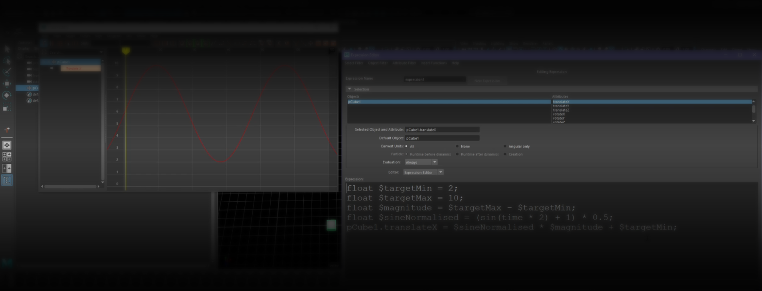 Maya Expressions Part 08 - Sine and Cosine Re-Range and Re-map Maya Expressions Part 08 - Sine and Cosine Re-Range and Re-map