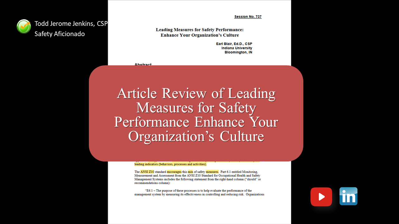 A Review of Leading Measures for Safety Performance: Enhance Your ... A Review of Leading Measures for Safety Performance: Enhance Your ...