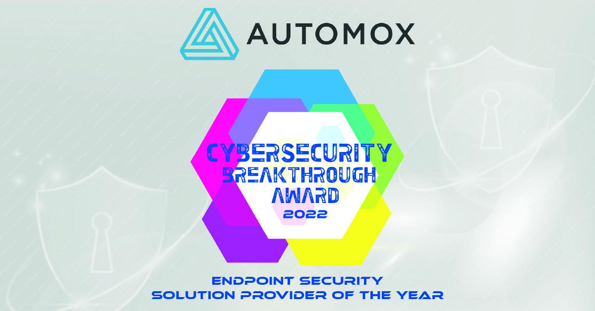 Automox Named “Endpoint Security Solution Provider of the Year” in 2022 Automox Named “Endpoint Security Solution Provider of the Year” in 2022