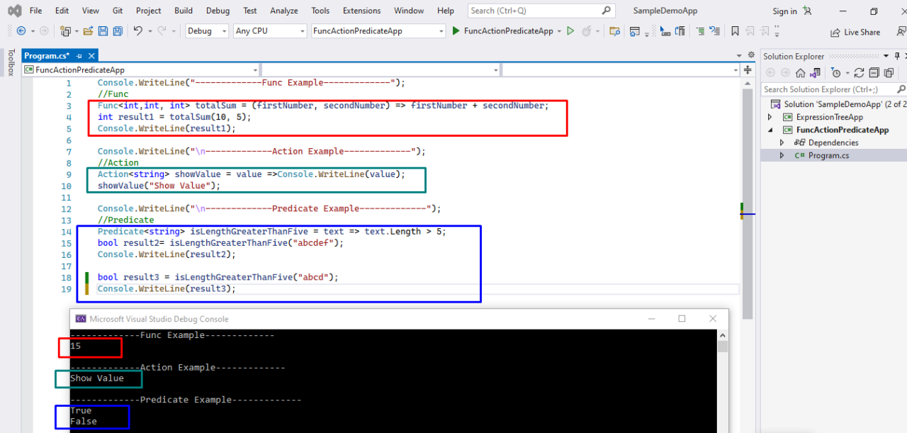 Func, Action & Predicate in C# Func, Action & Predicate in C#