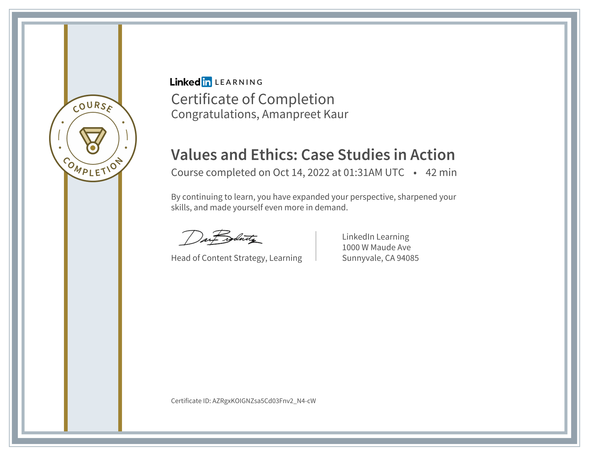 Amanpreet Kaur on LinkedIn: Certificate of Completion Amanpreet Kaur on LinkedIn: Certificate of Completion