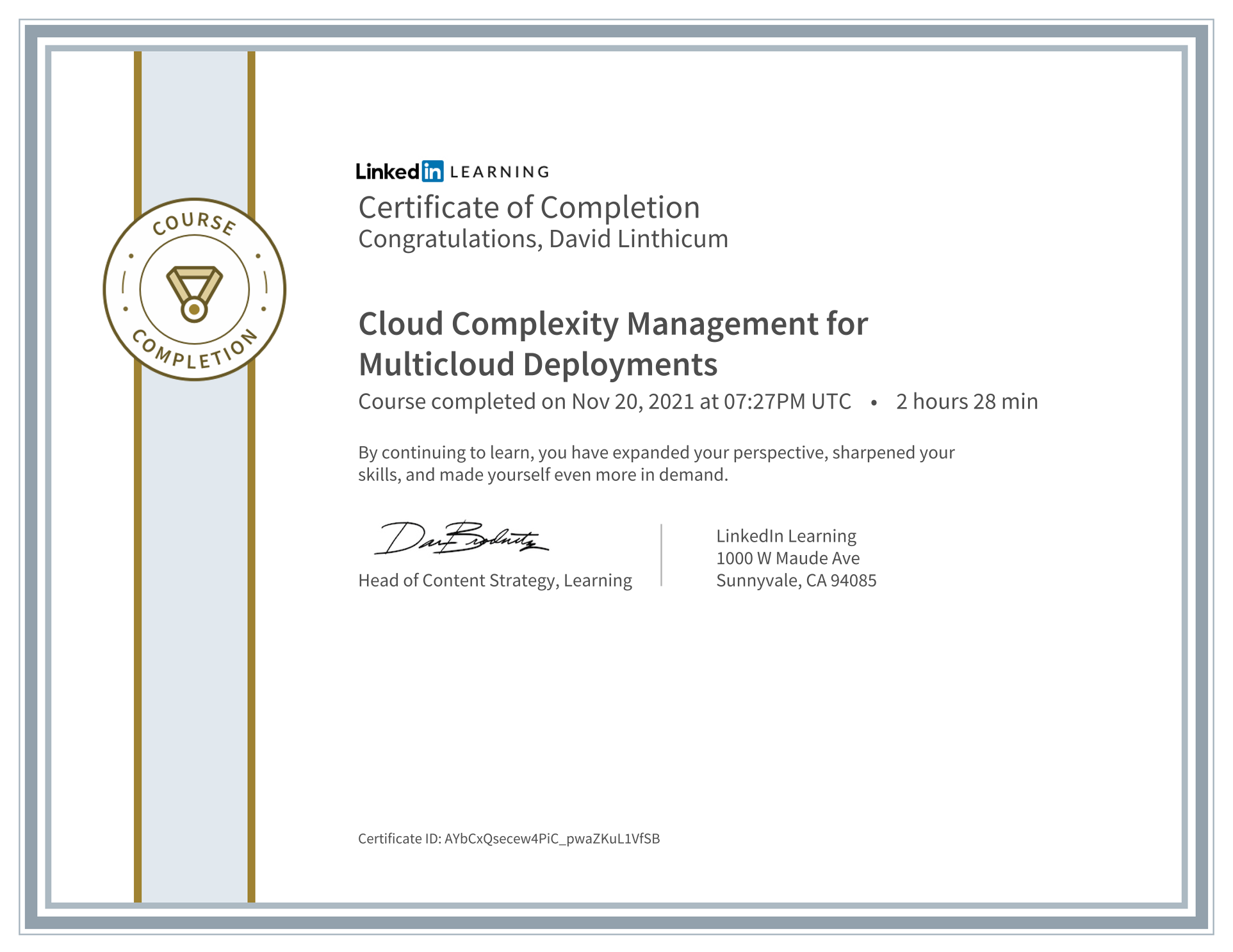 David Linthicum en LinkedIn: Certificate of Completion David Linthicum en LinkedIn: Certificate of Completion